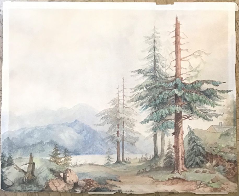 Antike Landschaft Aquarell | Kaufen auf Ricardo