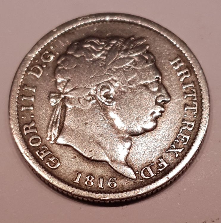 Britische 1 Shilling Münze GEORGE III 1816, Silber (Gebraucht) in ...