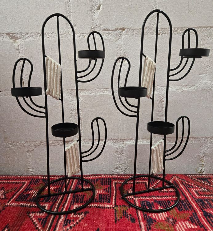 2x Teelichthalter Kaktus Metall Deko Schwarz Windlicht Kerze | Kaufen auf Ricardo