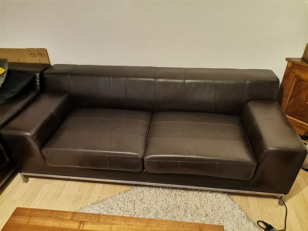 Ledersofa 2-teilig dunkelbraun | Kaufen auf Ricardo