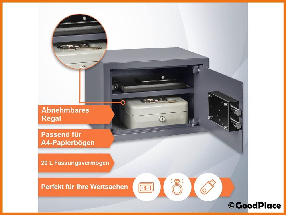 Tresor Safe mit Doppelbartschloss - Sicherheits-Safe 20 L (Neu und originalverpackt) in Develier ...