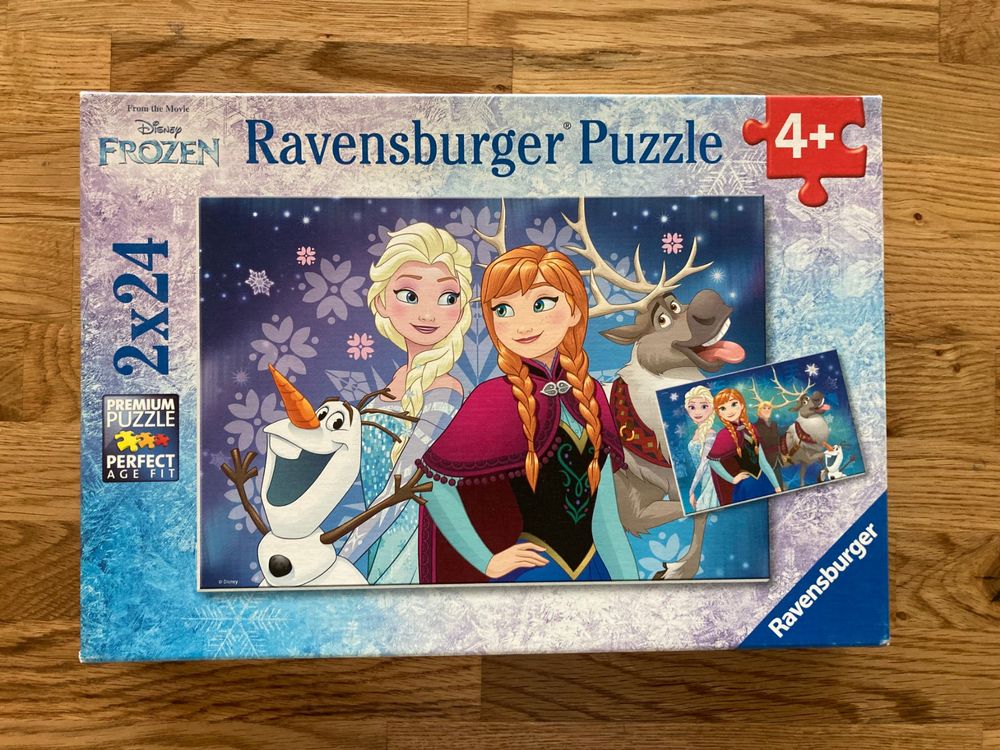 2 Puzzles à 24 Teile; Elsa, Anna, Olaf und Sven / 4+ | Kaufen auf Ricardo