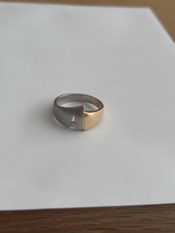 Ring Gold 750 zweifarbig mit Palladium und Brillant (Gebraucht) in ...