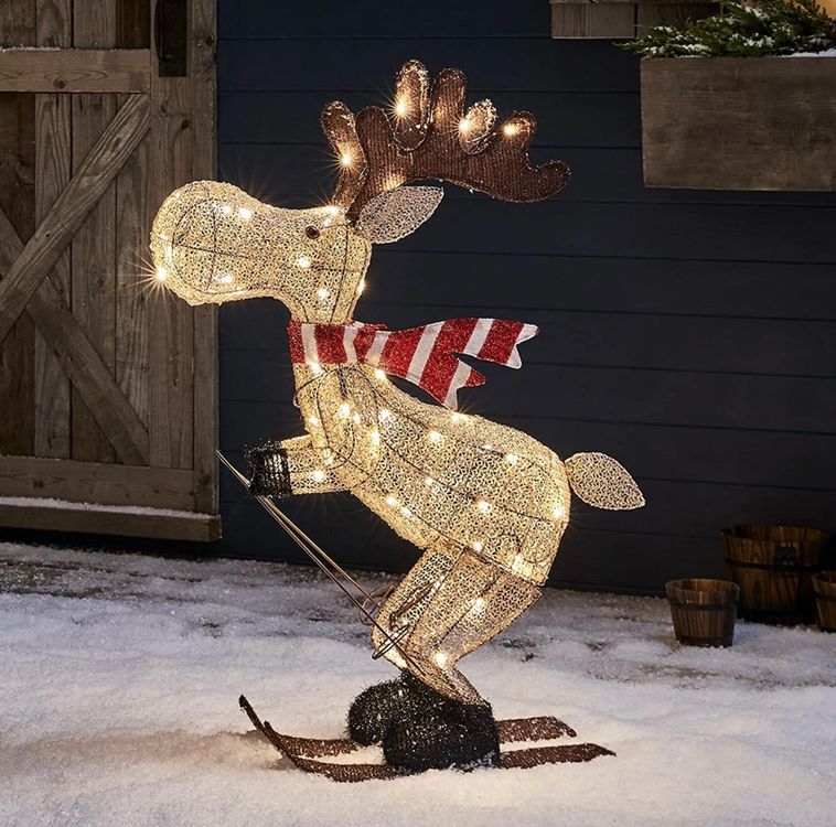 AKTION LED beleuchteter Ski fahrender Weihnachts Elch, gross (Neu und ...