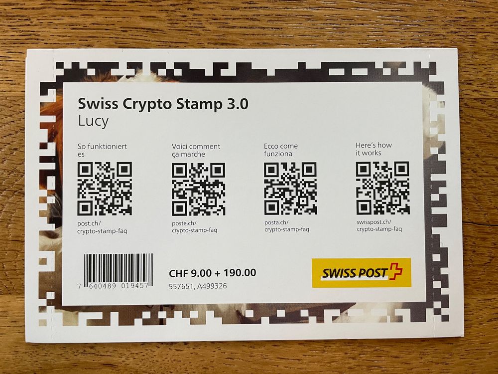 Swiss Crypto Stamp 3.0 ID9 Lucy: nur 350 Stk. Ausverkauft | Kaufen auf Ricardo