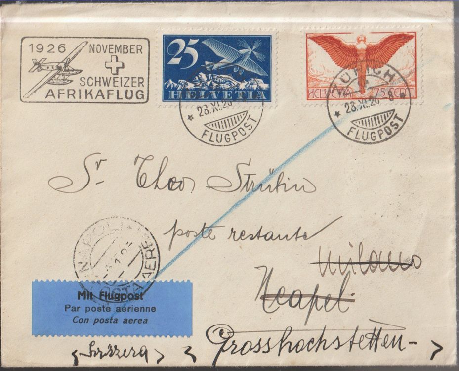 Luftpost 1926 Schweizer Afrikaflug Milano (Gebraucht) in Biel/Bienne für CHF 15 – mit Lieferung ...