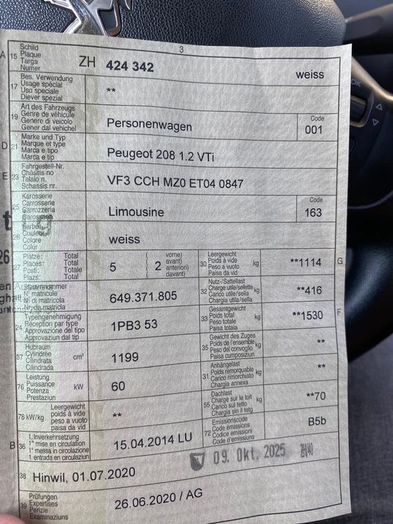 Peugeot 208 ab Mfk und Service 10/25 (Gebraucht) in Oberembrach für CHF ...