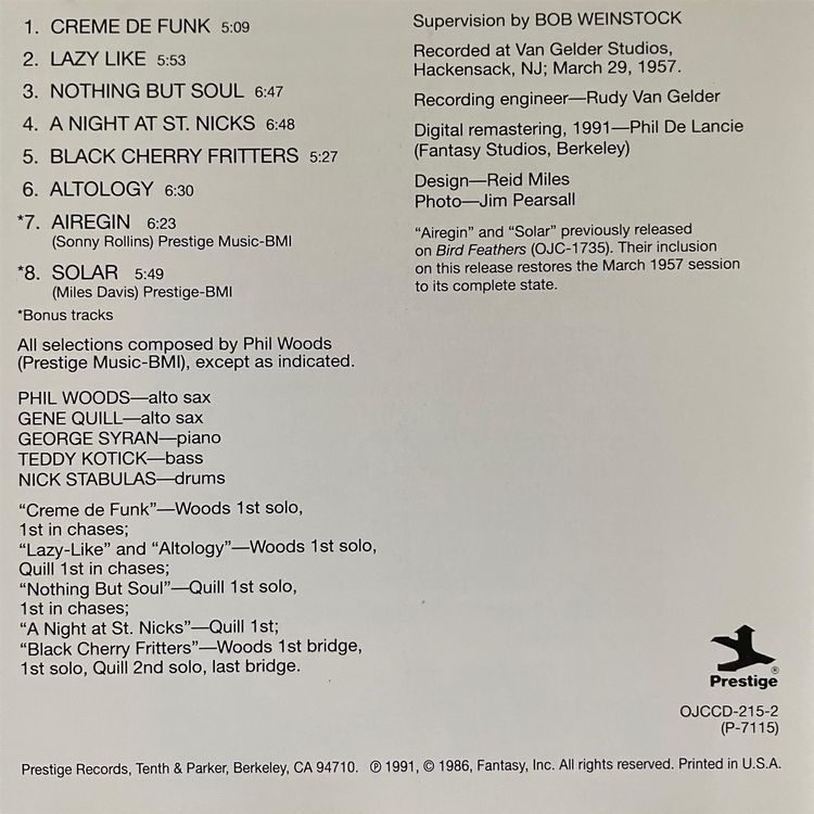 Phil Woods and Gene Quill (CD) Jazz 1957 | Kaufen auf Ricardo