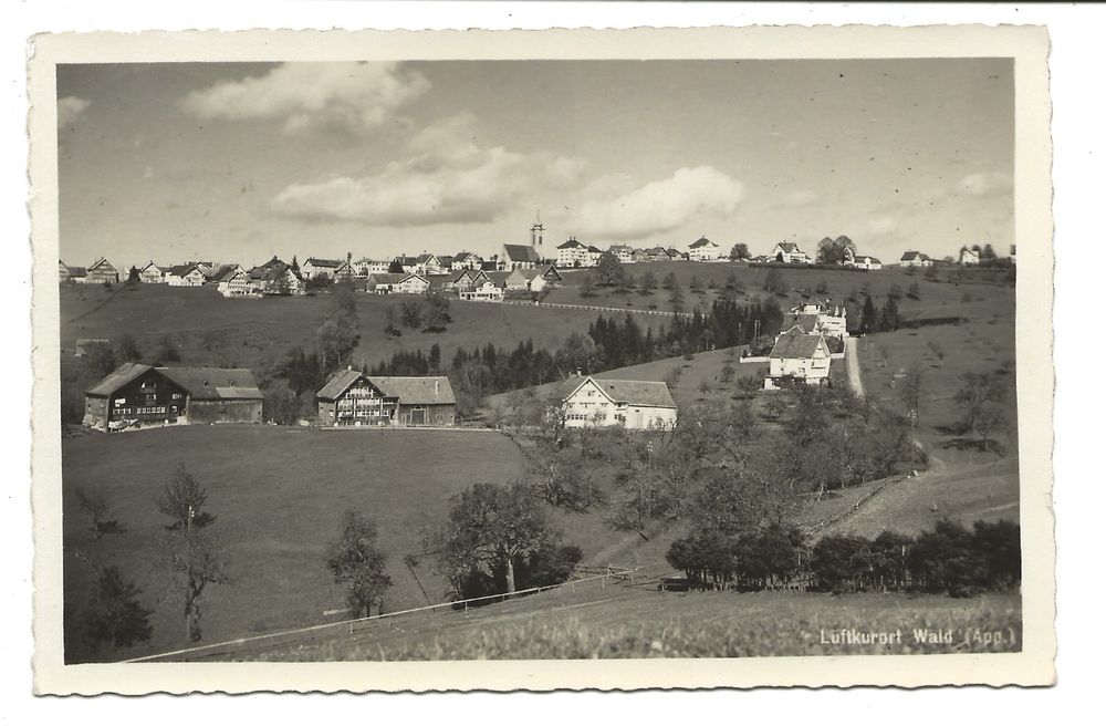 Luftkurort Wald (AR) Dorfpartie - Kirche - Bauernhäuser 1945 (Gebraucht) in Engelburg für CHF 13 ...