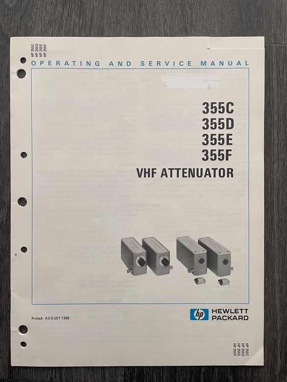Operation and Service Manuel VHF Attenuator HP 355C/D/E/F | Kaufen auf Ricardo