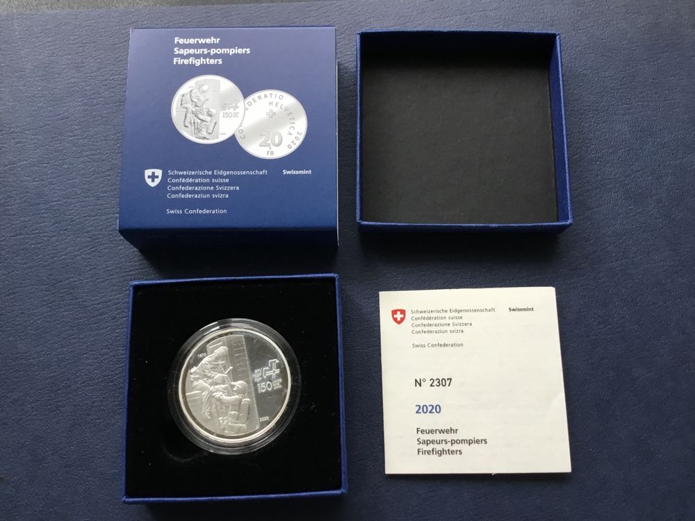 20 Franken Silbermünze Feuerwehr 2020 PP (Neu und originalverpackt) in St. Margrethen SG für CHF ...
