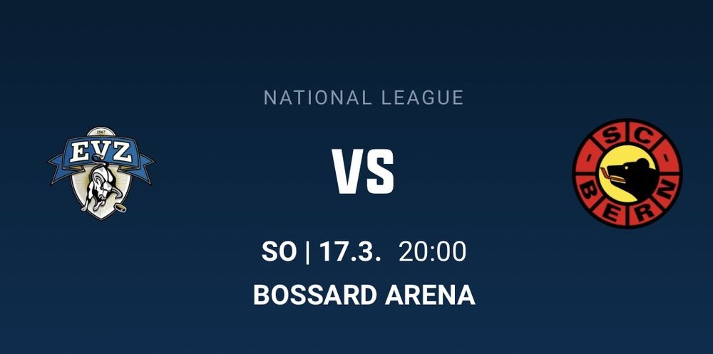 EVZ-SCB Top-Sitzplatz Sektor M1 Ticket am 17.3. in Zug | Kaufen auf Ricardo