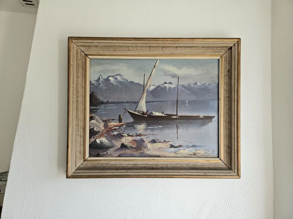 Edouard Moreillon Magnifique tableau signé Lac Léman Vaud (Gebraucht ...