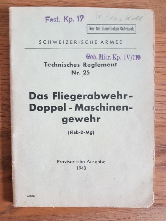 Das Fliegerabwehr-Doppel-Maschinengewehr 1943 (Gebraucht) in Balsthal für CHF 40 – mit Lieferung ...