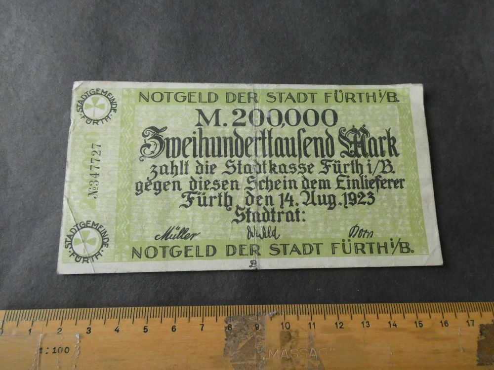 Dt. Reich 1923, Fürth - 200'000 Mark (Gebraucht) in Hinterforst für CHF ...