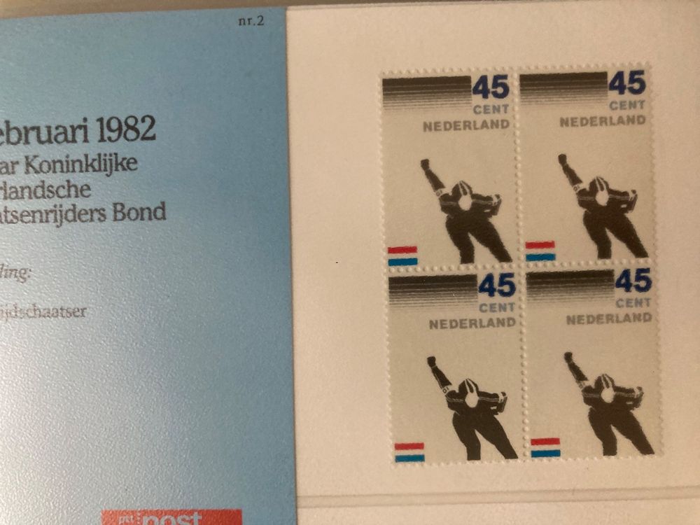 PTT MAPJES NIEDERLANDE 1982 NR.2 ** SPORT EISSCHNELLLÄUFER (Neuf (Voir ...