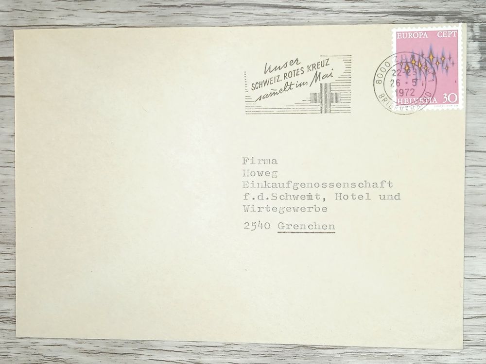 TR17 Enveloppe + Timbre Suisse 1972 (Gebraucht) in Cousset für CHF 0.6 – mit Lieferung auf ...