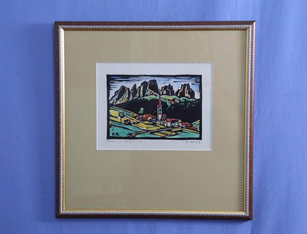 Heinrich Herzig 1887-1964, Holzschnitt, Alba mit Dolomiten | Kaufen auf Ricardo