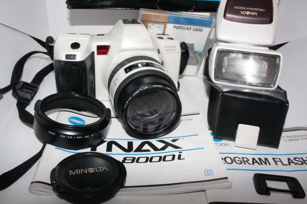 MINOLTA 8000i MIR 1990 + 35-105 + Filter +OVP+BLITZ +Zubehör (Neu ...
