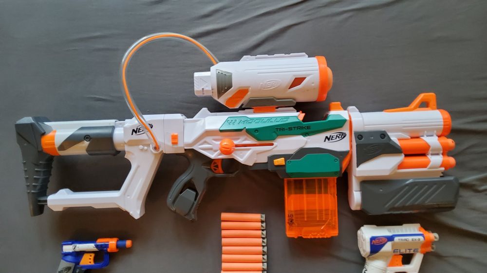 Nerf Modulus Tri-Strike & Triad EX-3 & Jolt + Ersatzschüsse (Gebraucht ...
