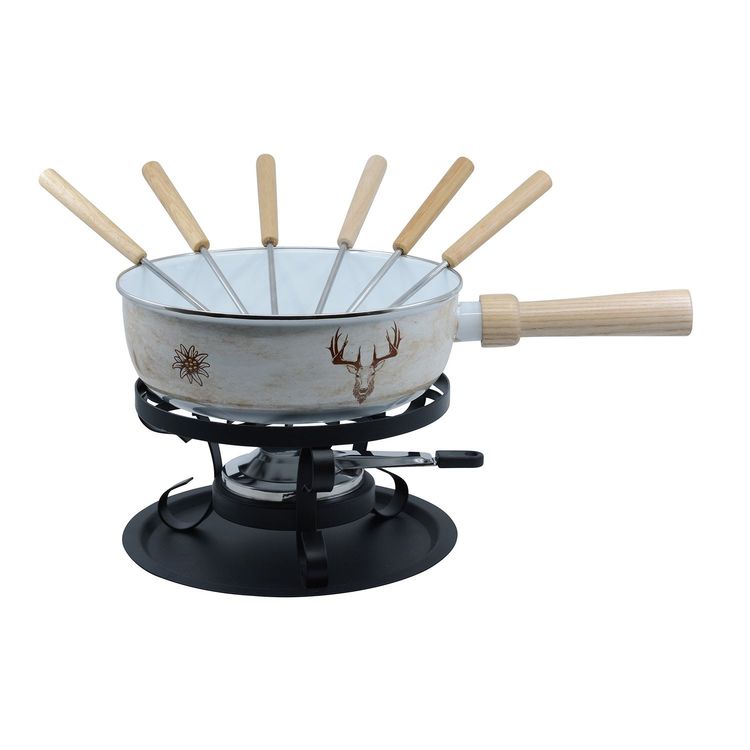 Käsefondue Set 9-tl "Hirsch", Caquelon, Rechaud, Gabeln etc (Neu und ...