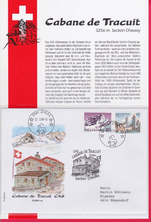 CABANE DE TRACUIT CAS 3256m, SECTION CHAUSSY, 27.7.1998 | Kaufen auf Ricardo