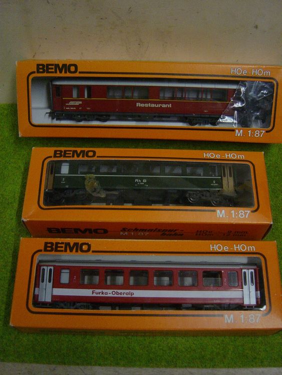 3 x Personenwagen Rhb / Furka-Oberalp von BEMO in 1:87 HO-m (Gebraucht) in Safenwil für CHF 15 ...