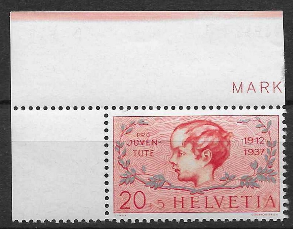 1937: Pro Juventute No J83 A von HELVETIA retouchiert ** (Gebraucht) in Walperswil für CHF 4 ...