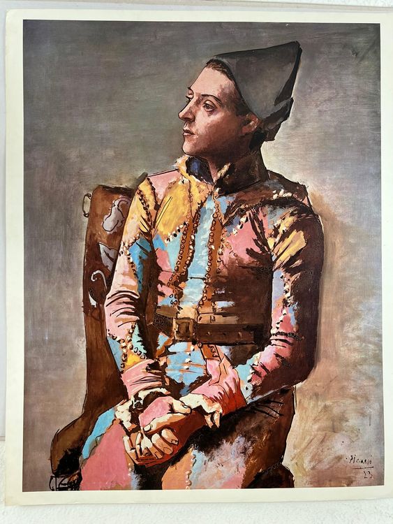 Pablo Picasso, Sitzender Harlekin Poster Kunstdruck (Gebraucht) in ...