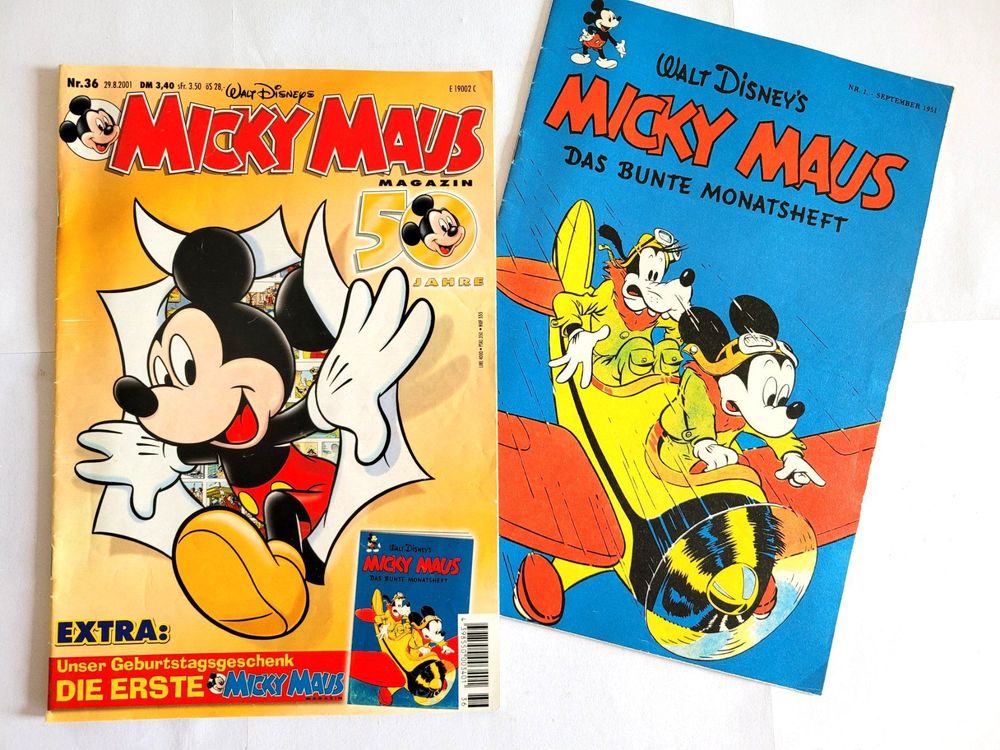 Micky Maus Nr.36 / 2001 mit Nachdruck-Heft Nr.1 von 1951 (Gebraucht) in Schöftland für CHF 3 ...