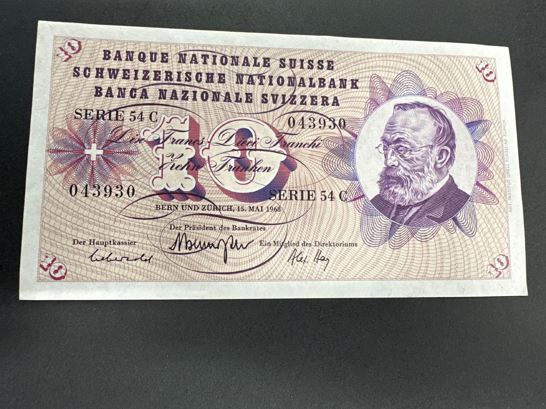 10 Fr.-Note Schweiz 1968 schöne Erhaltung (Gebraucht) in Herisau für ...