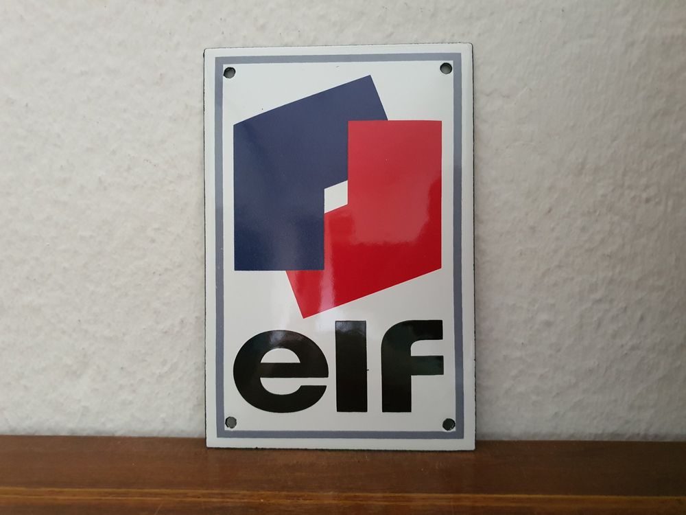 Emailschild ELF Tankstelle Tanksäule Logo Emaille Schild (Neu (gemäss ...