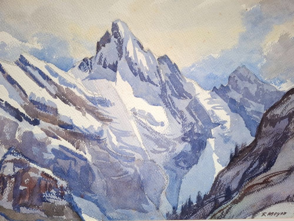 Aquarell Ferdinand Meyer-Streiff Mürren Gspaltenhorn BE | Kaufen auf Ricardo