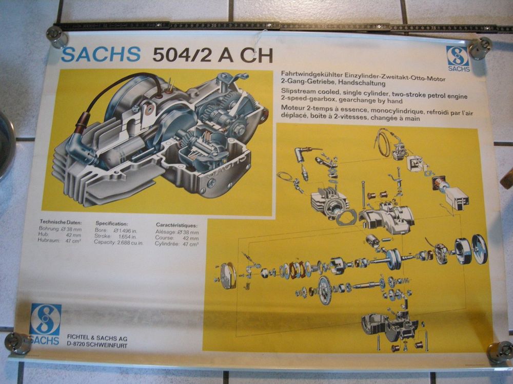 Sachs, 504, 2A CH, Explosionszeichnung, Werkstattplakat (Gebraucht) in Birmenstorf AG für CHF 32 ...