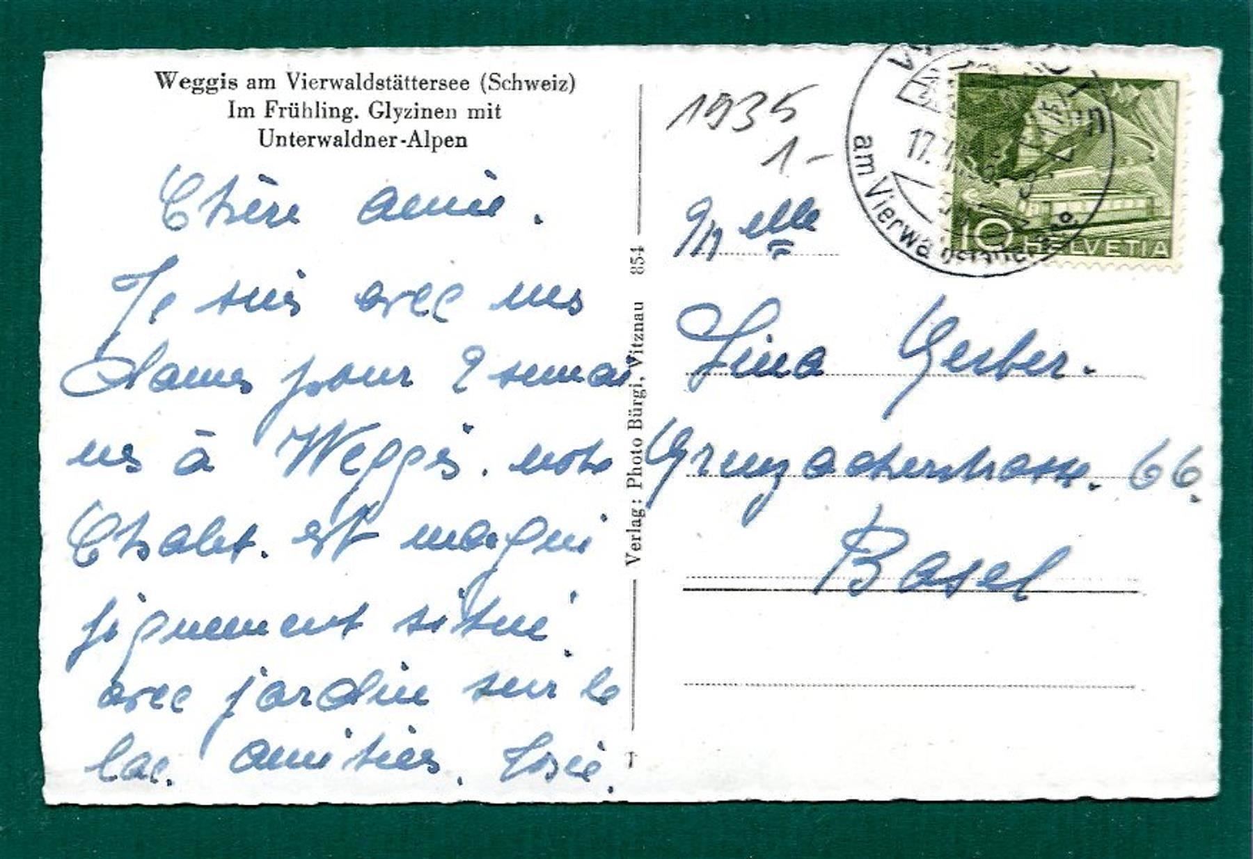 Weggis, Kurort , Blick auf die Unterwaldner-Alpen, 1943 (Gebraucht) in Sargans für CHF 1 – mit ...