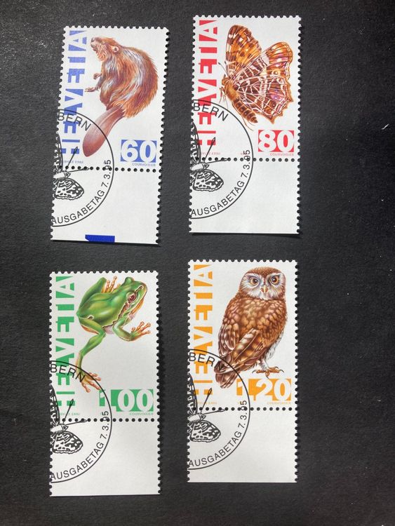 Schweiz 1995 Satz 1.Tagsstempel bedrohte Tiere Biber Frosch (Neu (gemäss Beschreibung)) in ...
