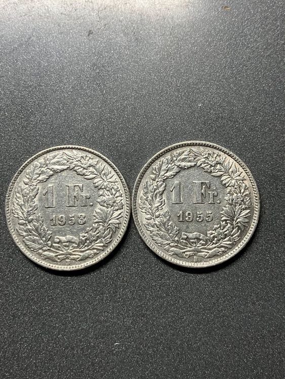 2 x 1 Franken 1953, 1955 (Gebraucht) in untervaz für CHF 16 – mit Lieferung auf Ricardo kaufen