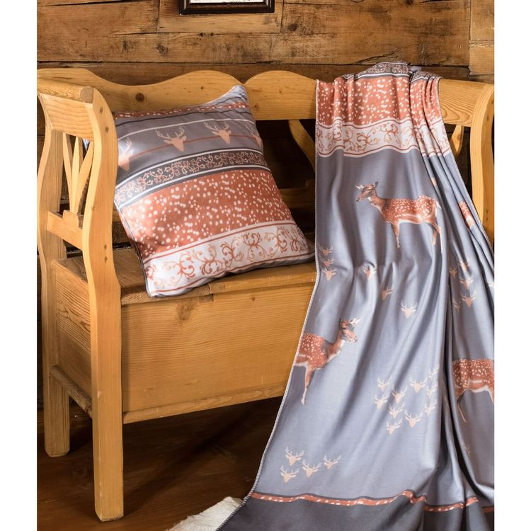 Wohndecke-Set "Hirsch-Motiv" 200x150 + Kissen 50x50 "NEU" (Neu und originalverpackt) in Widnau ...