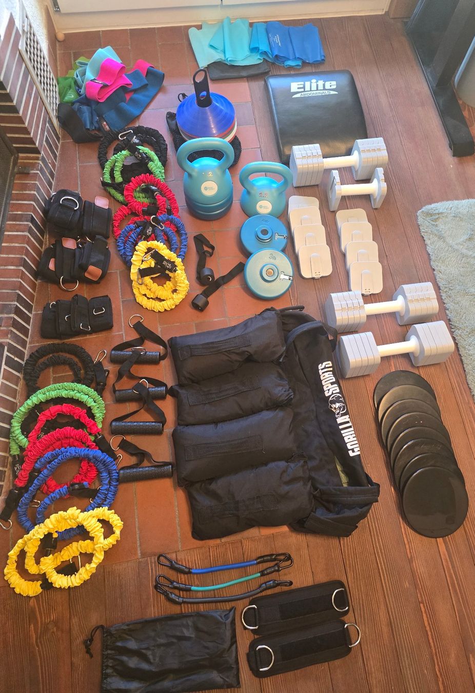 Fitness Set: Hanteln, Gewichte, Bänder, Top Zustand! (Gebraucht) in ...