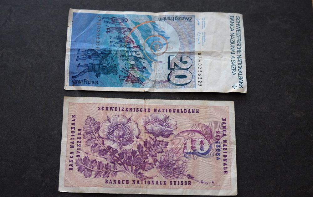 Zwei alte Banknoten 10 Fr. und 20 Fr. | Kaufen auf Ricardo