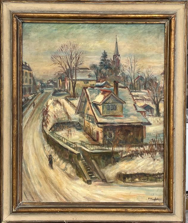 Paul Emil Haefeli (1899-1973) Grosse Dorf Ansicht Ölgemälde (Gebraucht ...