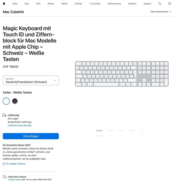 Apple Magic Keyboard mit Touch ID und Ziffern­block | Kaufen auf Ricardo