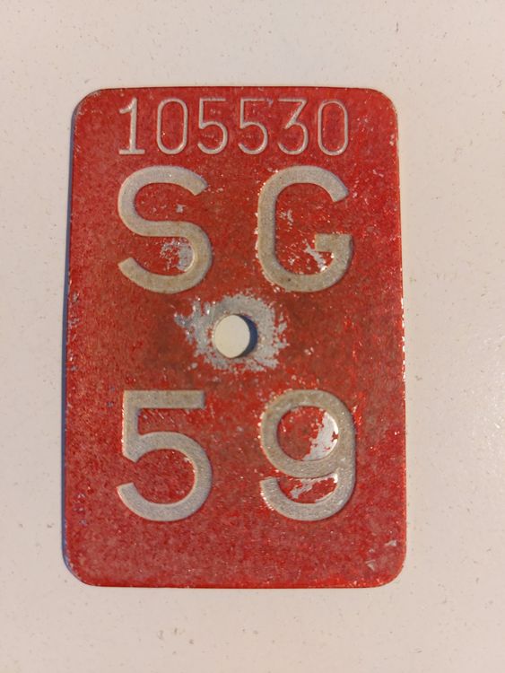 Velonummer SG 59 plaque Velo (Gebraucht) in Schenkon für CHF 18 – mit ...