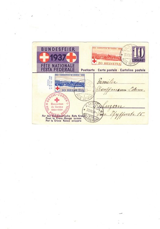 Postkarten Ganzsachen Bundesfeier 1937 Flugpost Militär TOP (Gebraucht) in Widnau für CHF 16 ...