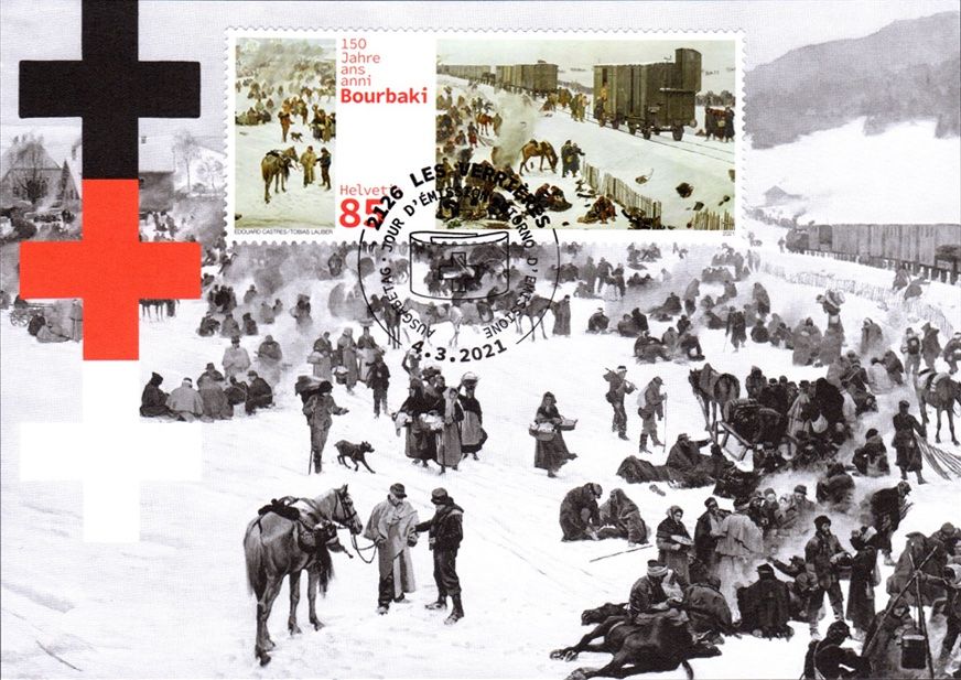 Maximumkarte Bourbaki 150 J. Internierung Bourbaki - Armee (Neu (gemäss Beschreibung)) in ...