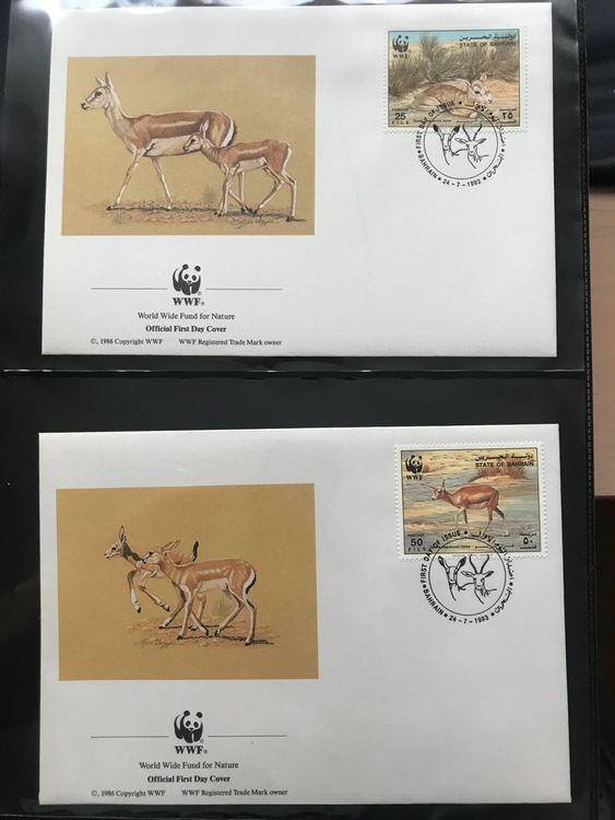 Bahrain 1993 Satz WWF Kropfgazelle illustr. Ersttagsbriefe (Neu (gemäss ...