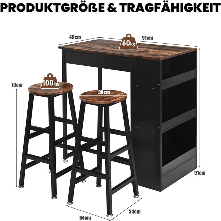 Bartisch mit Barhocker Set, Stehtisch mit 2 Barhockern (Neu und originalverpackt) in Malters für ...