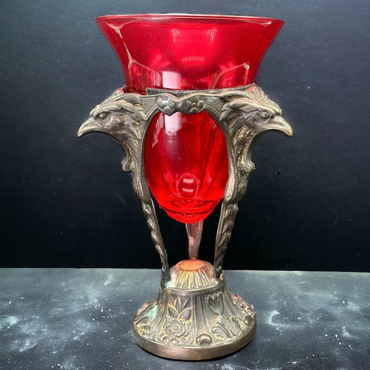 Vase Cornet Napoléon III en verre soufflé et bronze (Gebraucht) in für ...