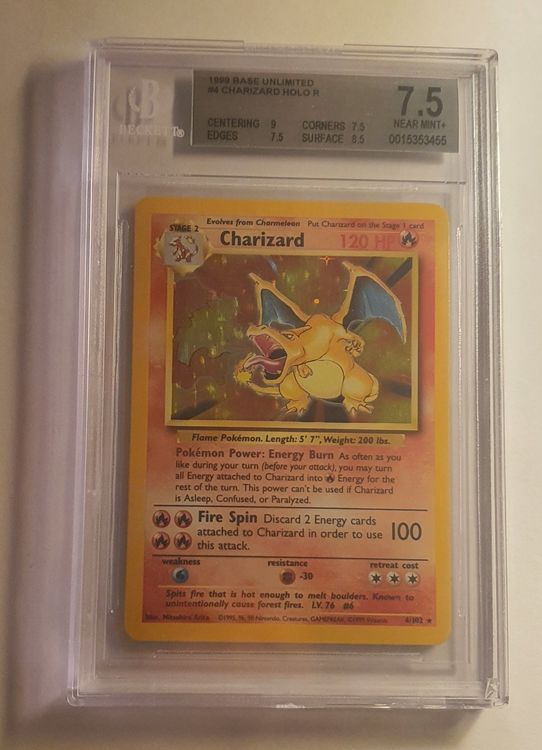 Charizard Base Set 4/102 Holo BGS (PSA CGC) 7.5 | Kaufen auf Ricardo