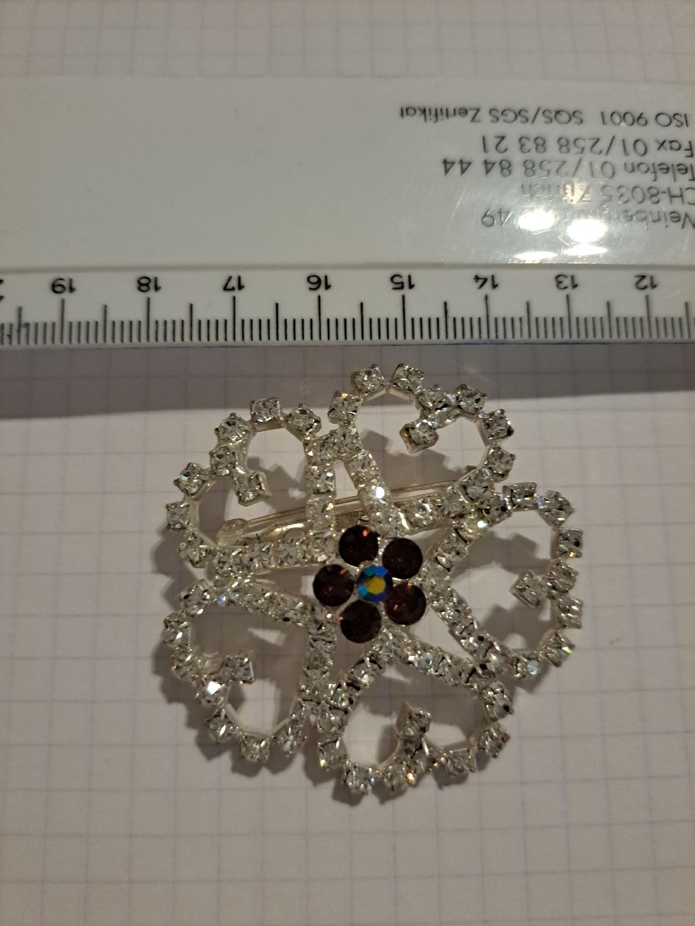Broche vintage fleur strass - chic et élégante (Neuf (Voir description ...